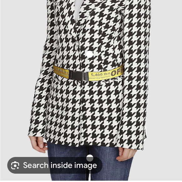 Off-White | Jackets & Coats | Off White Houndstooth Black And White Virgin Wool Blazer 6 Gc No ...